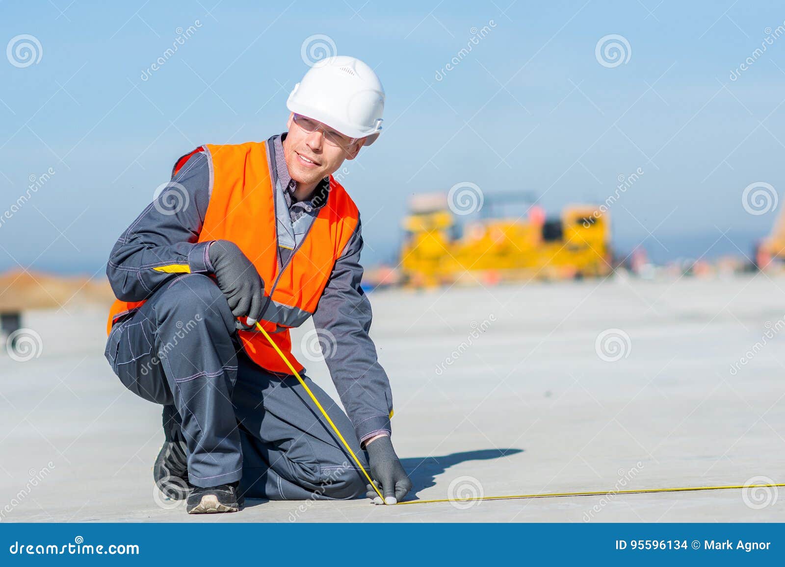 Worker Measure Construction Stock Photo - Image of builder, contractor ...