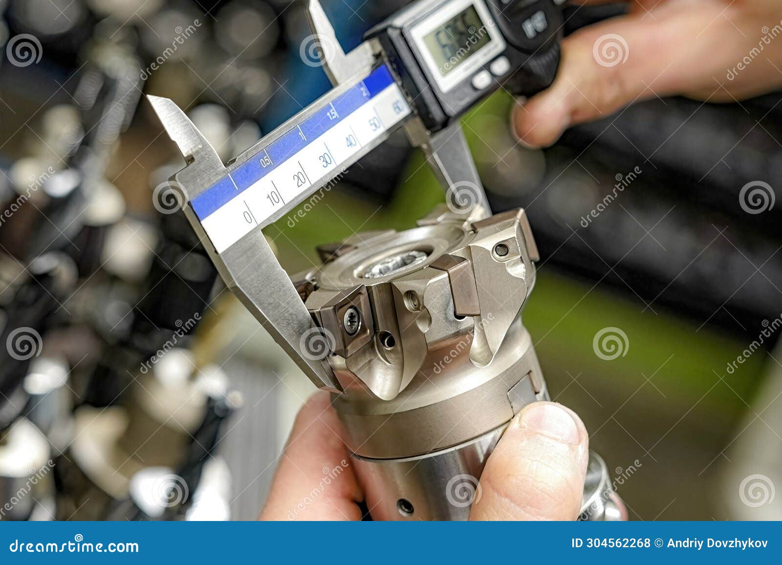 Checking the Dimensions of the Cutting Tool with a Caliper for ...