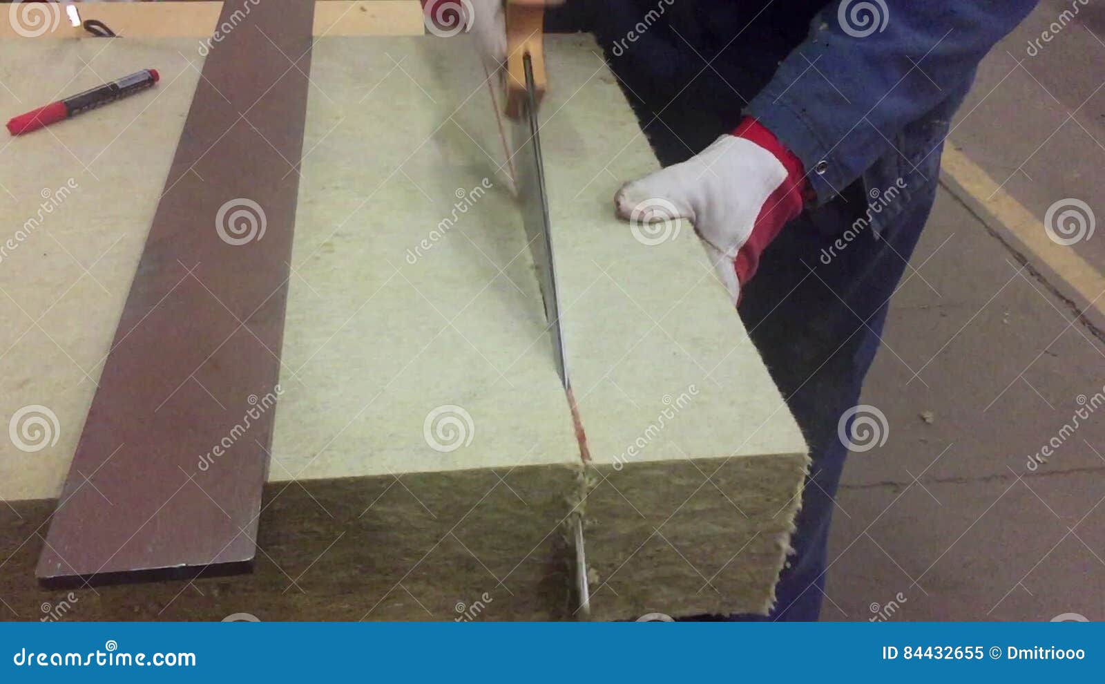 Worker Measuring and Cutting Rock Wool Stock Video - Video of ...