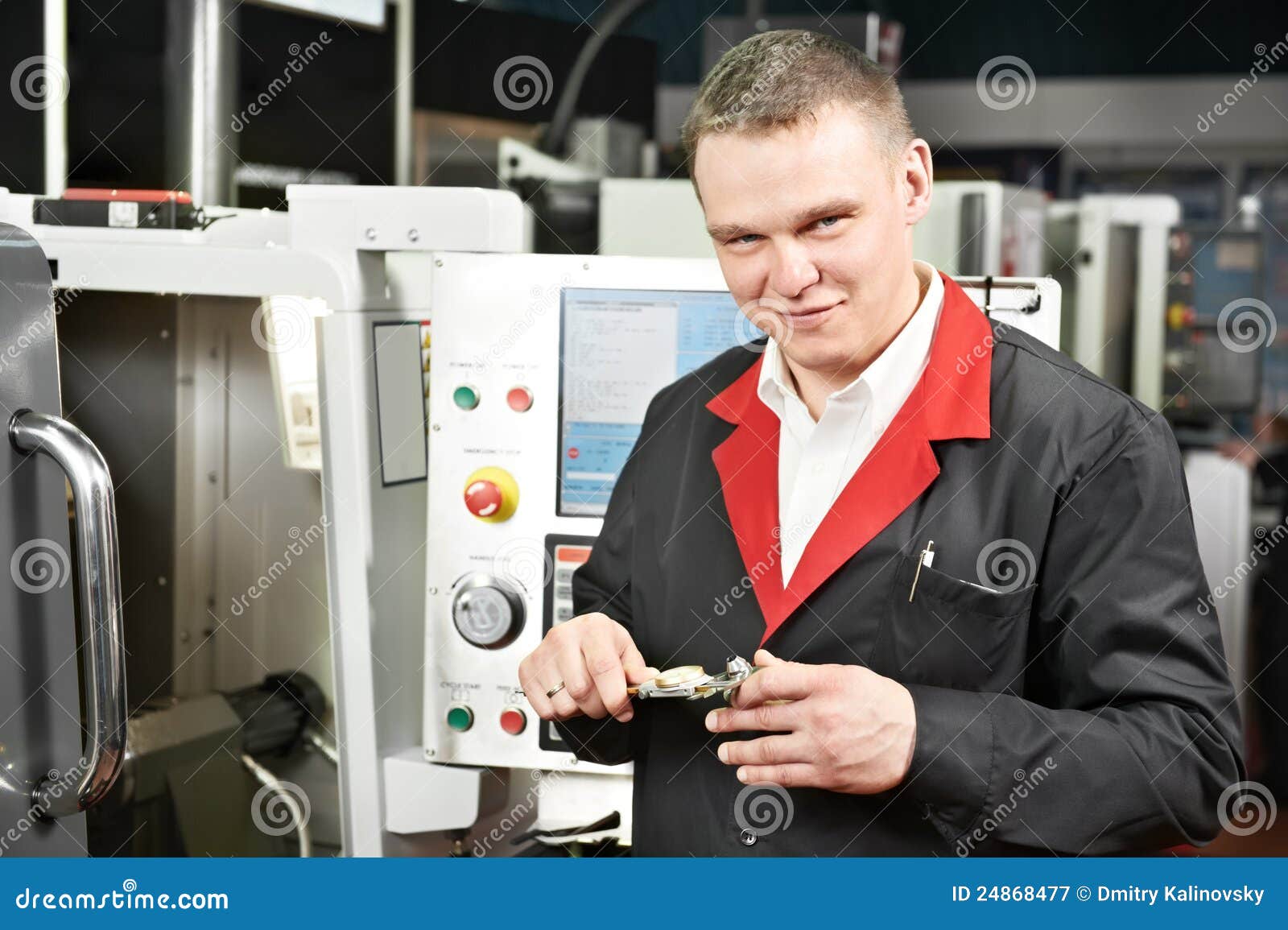 Worker Measuring Detail with Caliper Stock Image - Image of cheerful ...