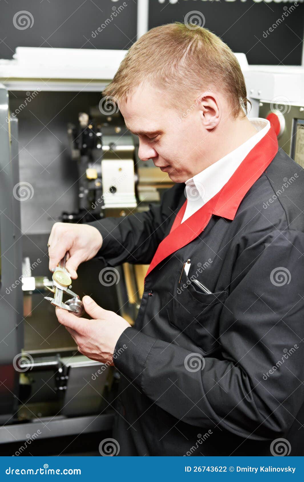 Worker Measuring Detail with Caliper Stock Photo - Image of precision ...