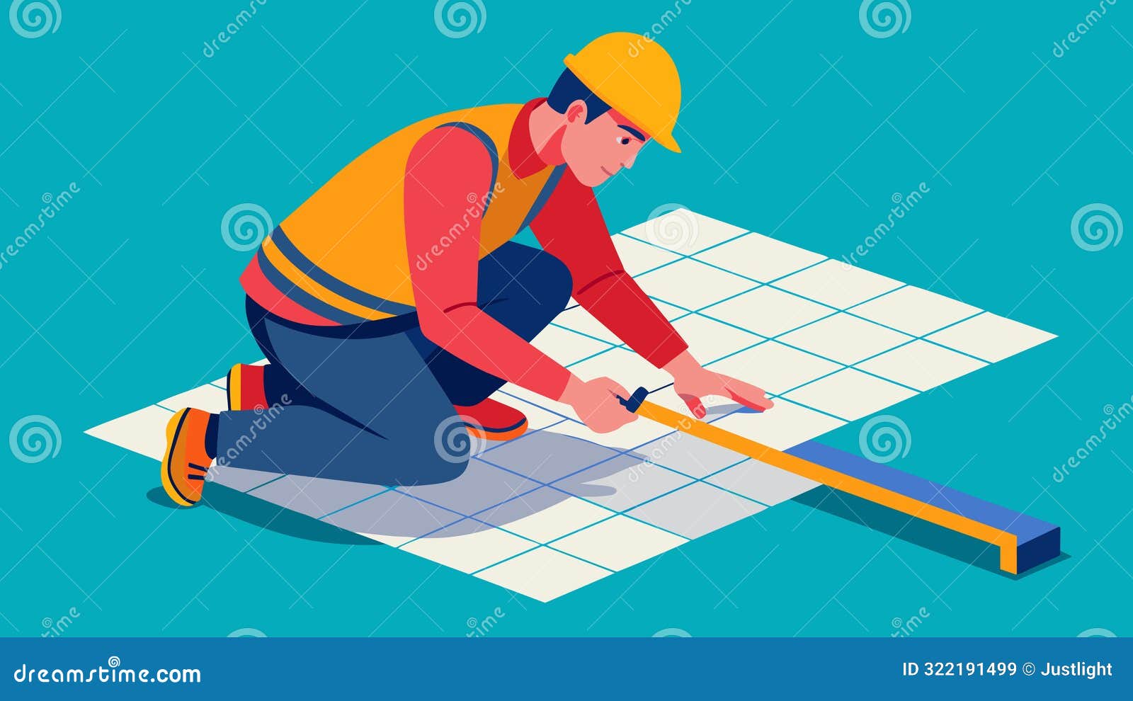 A Worker Measuring and Marking Guidelines on the Floor To Create a ...