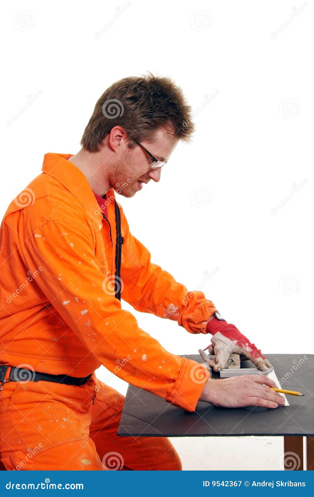 Worker Measuring with a Ruler Stock Image - Image of carpentry, manual ...