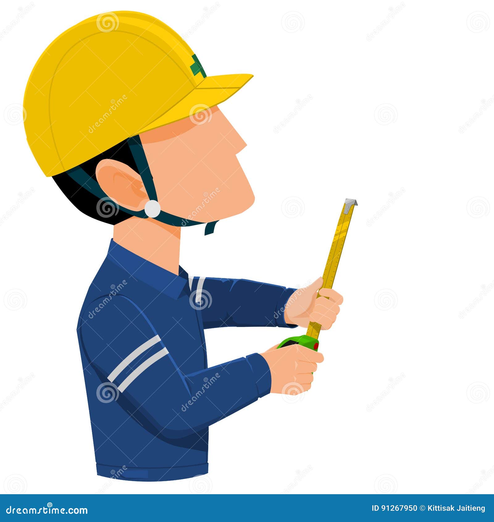 Worker is measuring stock vector. Illustration of info - 91267950