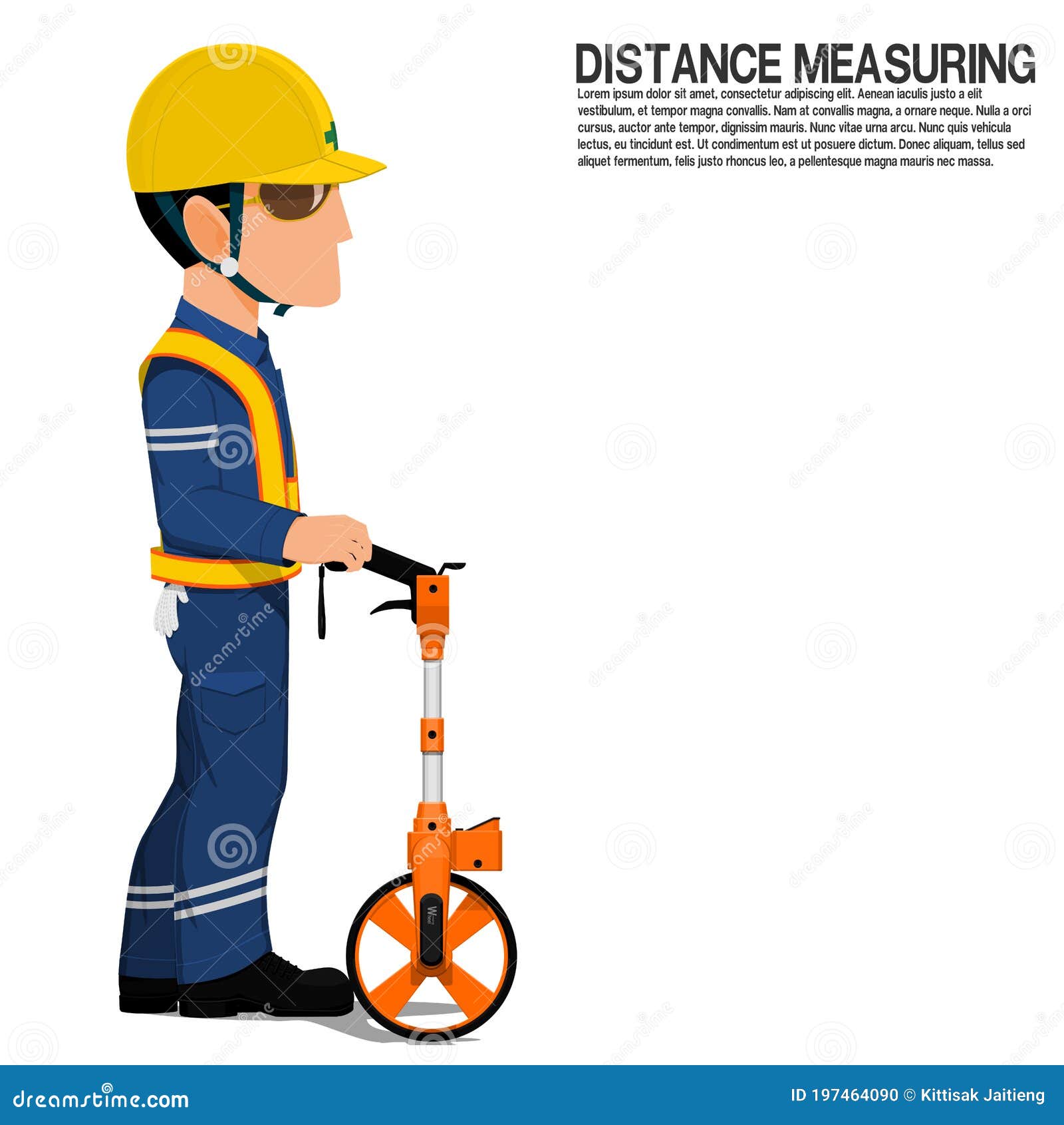 A Worker With The Measuring Wheel On Transparent Background Vector ...