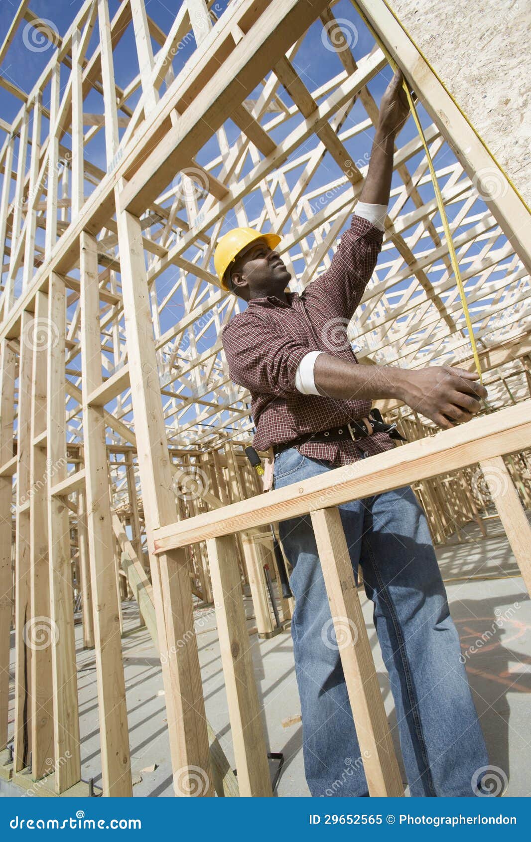 Worker Measuring Window Frame Stock Image - Image of measurement ...