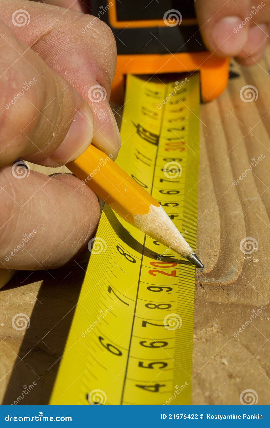 Worker Measuring Wood stock photo. Image of industry - 21576422