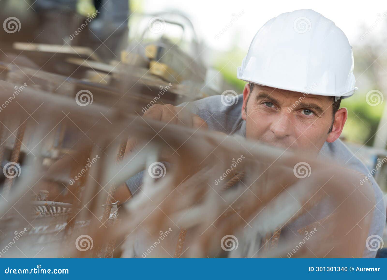 Worker in Metal Bar Structure Stock Photo - Image of welding, machine ...
