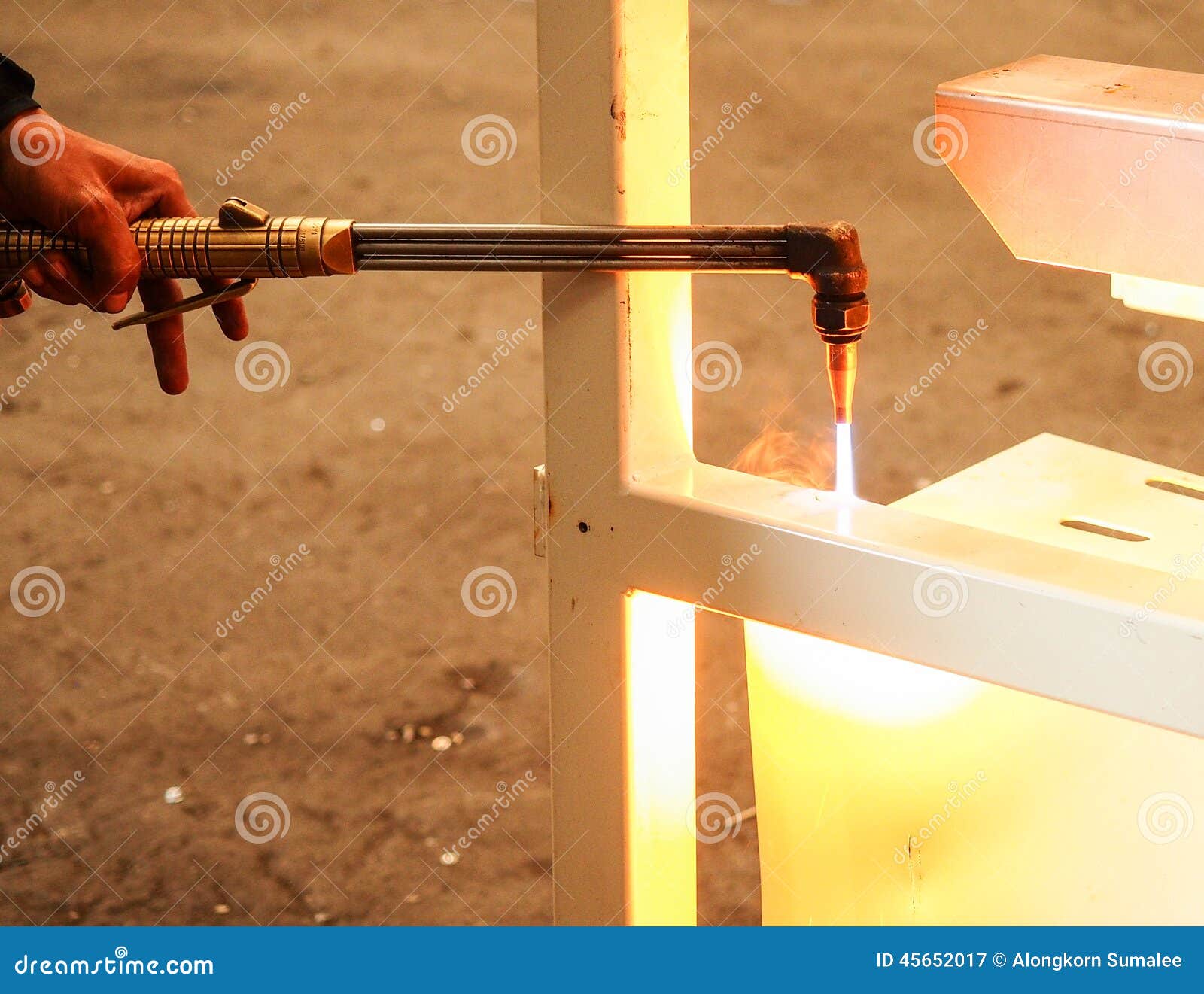 Worker with Metal Cutting Torch in Recycle Factory Stock Image - Image ...