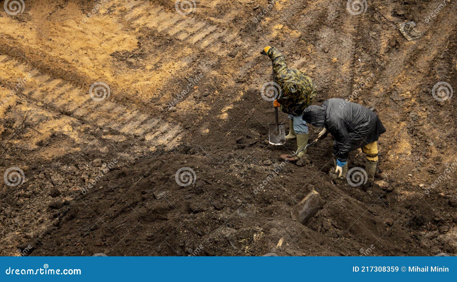 A Worker with a Metal Detector is Looking for Valuable Artifacts at an ...