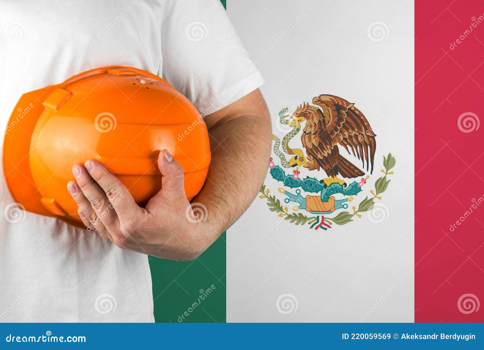 Worker with Mexico Flag on Background for Working on Labor Day ...