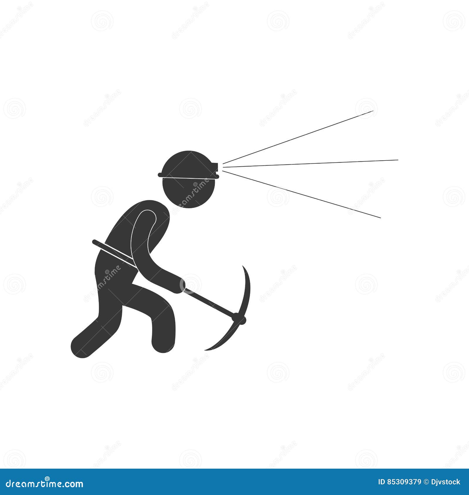 Worker Mining Pick Axe Helmet Light Figure Pictogram Royalty-Free ...