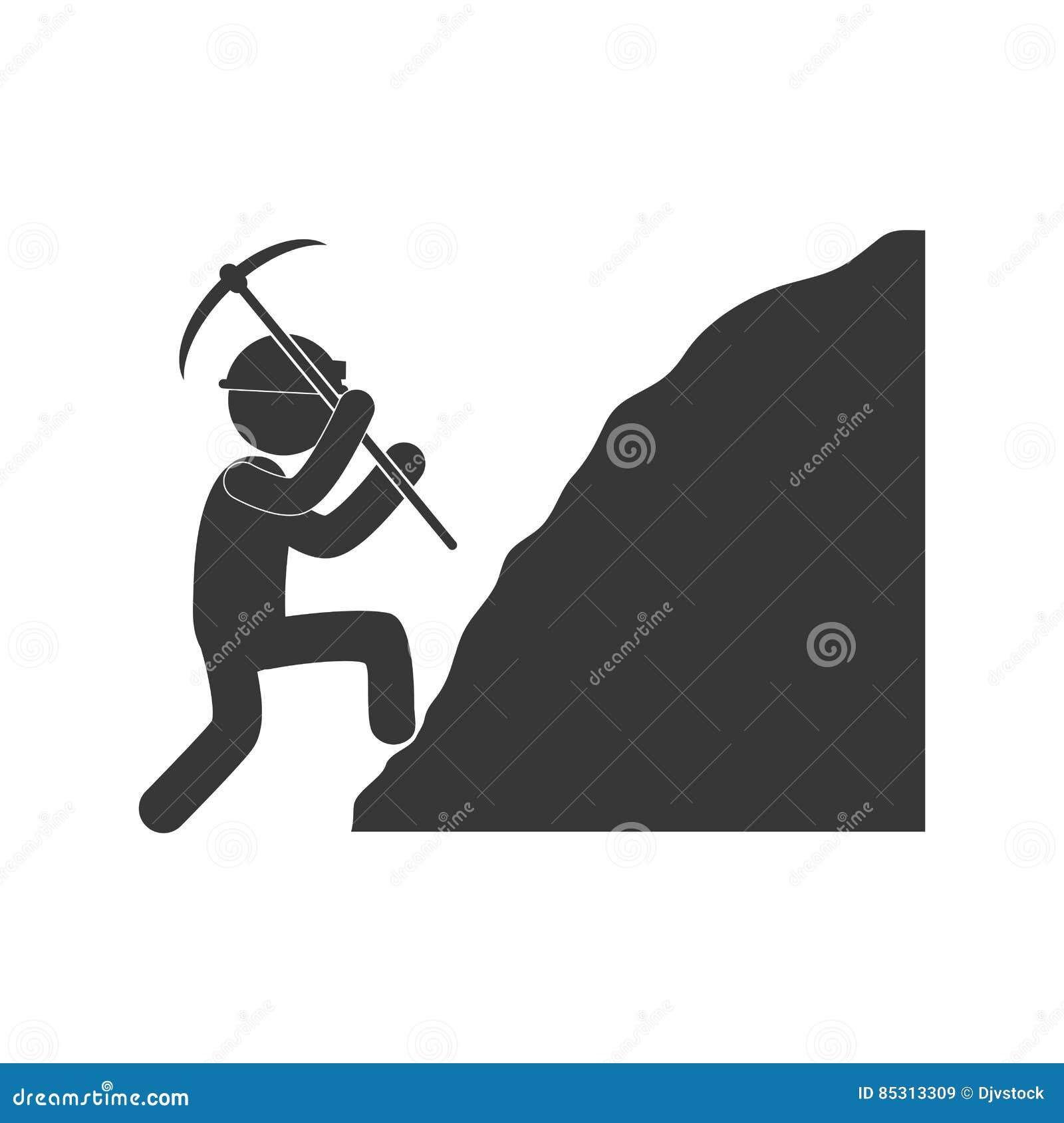 Worker Mining Pickaxe Rock Figure Pictogram Stock Illustration ...
