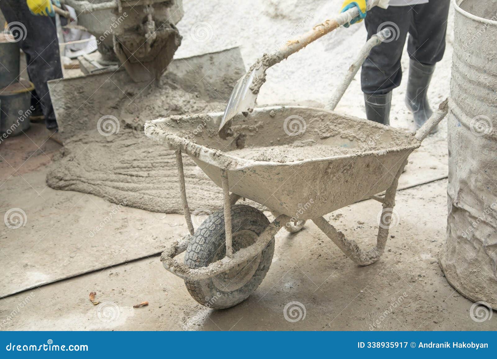 Worker Mixing Concrete in a Construction Site Stock Image - Image of ...