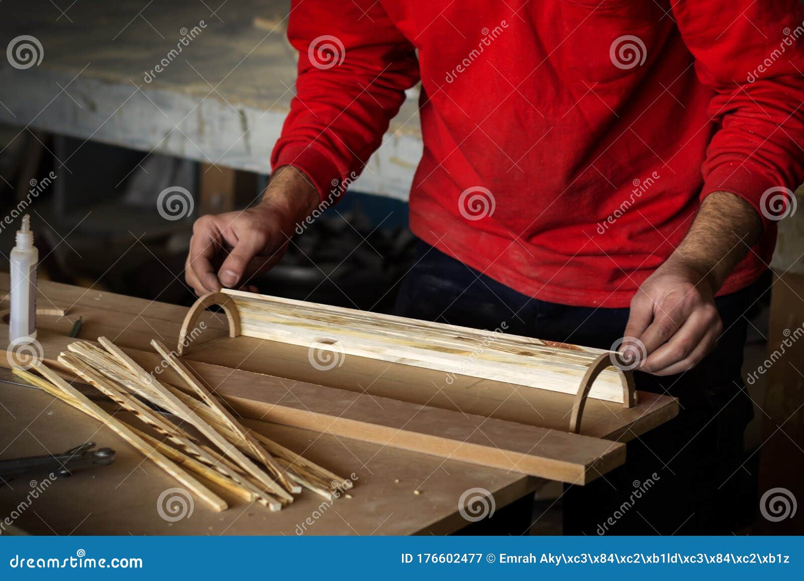 The Worker is Modeling Part of the Machine Using Wood Stock Image ...