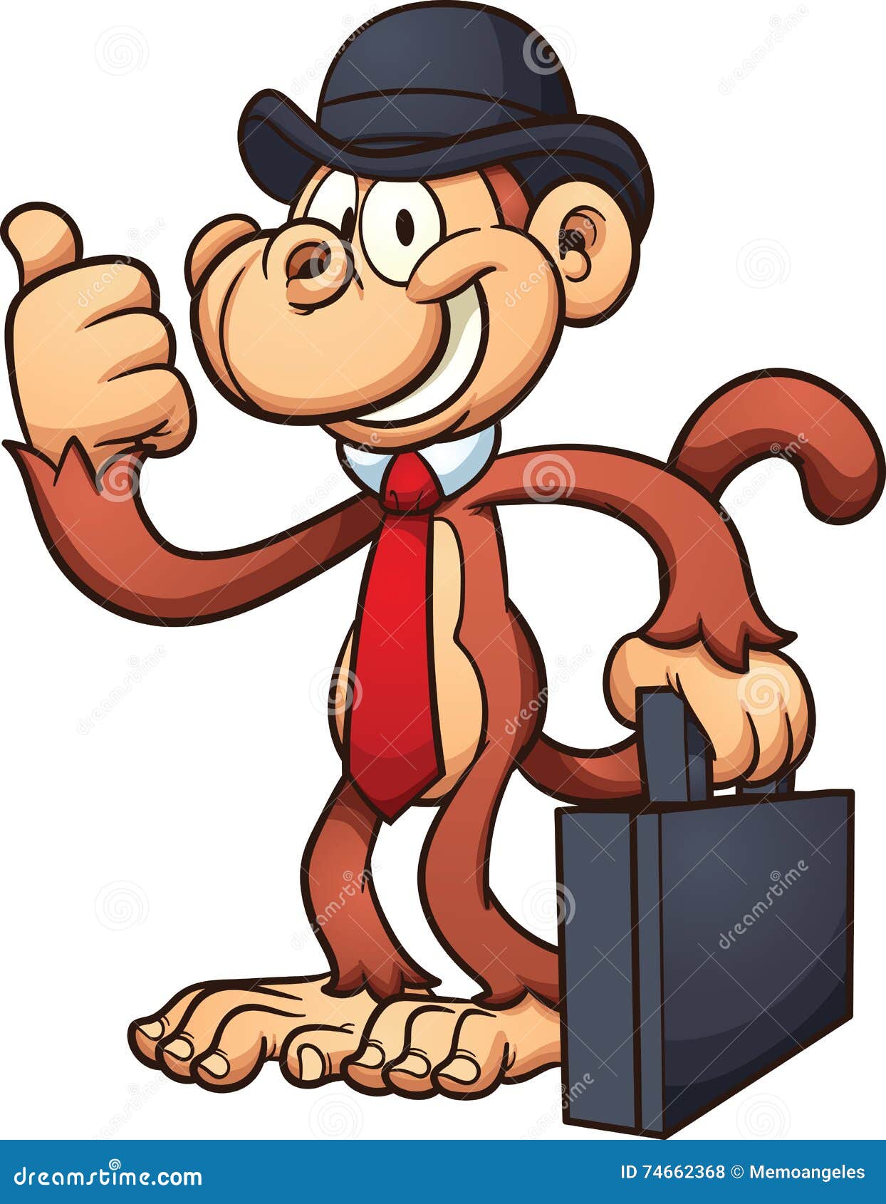 Worker monkey stock vector. Illustration of thumbs, happy - 74662368