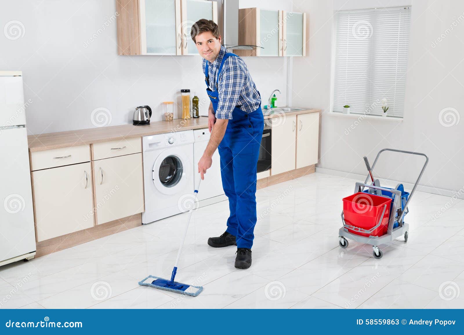 Worker Mopping Floor stock image. Image of housekeeping - 58559863
