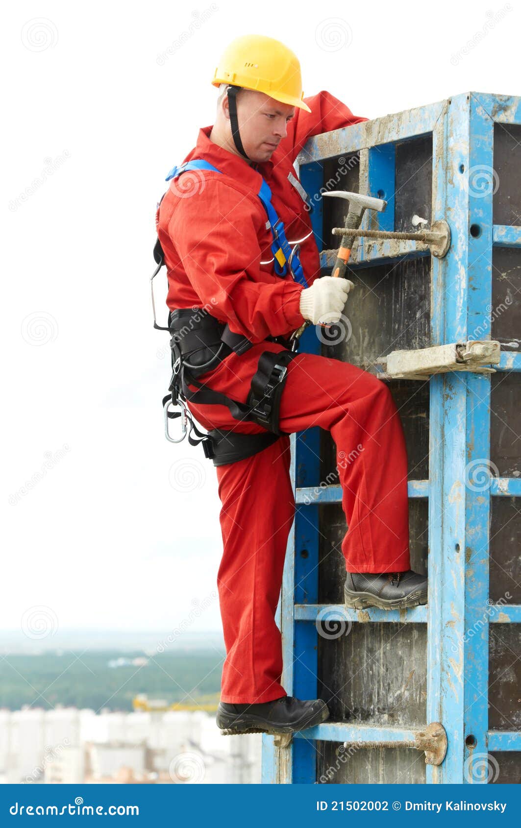 Worker Mounter at Construction Site Stock Photo - Image of work ...