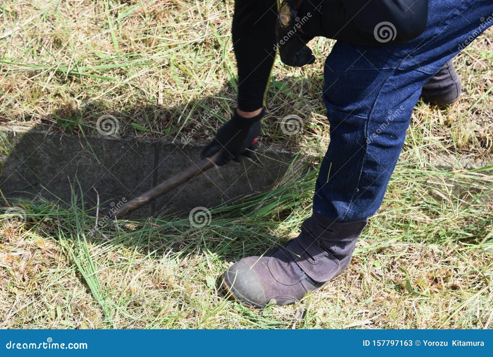 Mowing work stock image. Image of green, farmer, people - 157797163