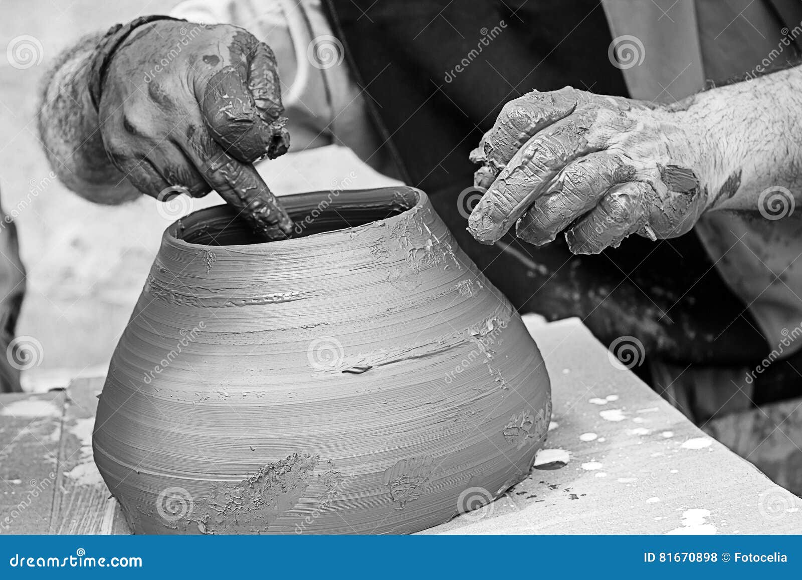 Worker with mud stock photo. Image of mold, pottery, hands - 81670898