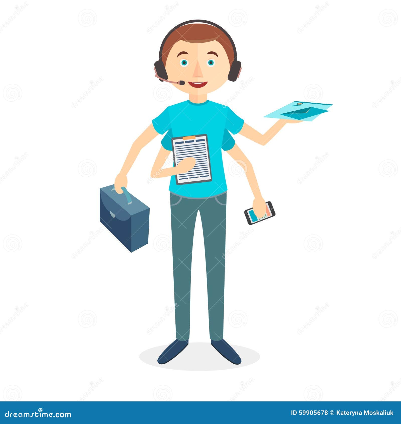 Worker with Multitasking and Multi Skill. Stock Vector - Illustration ...