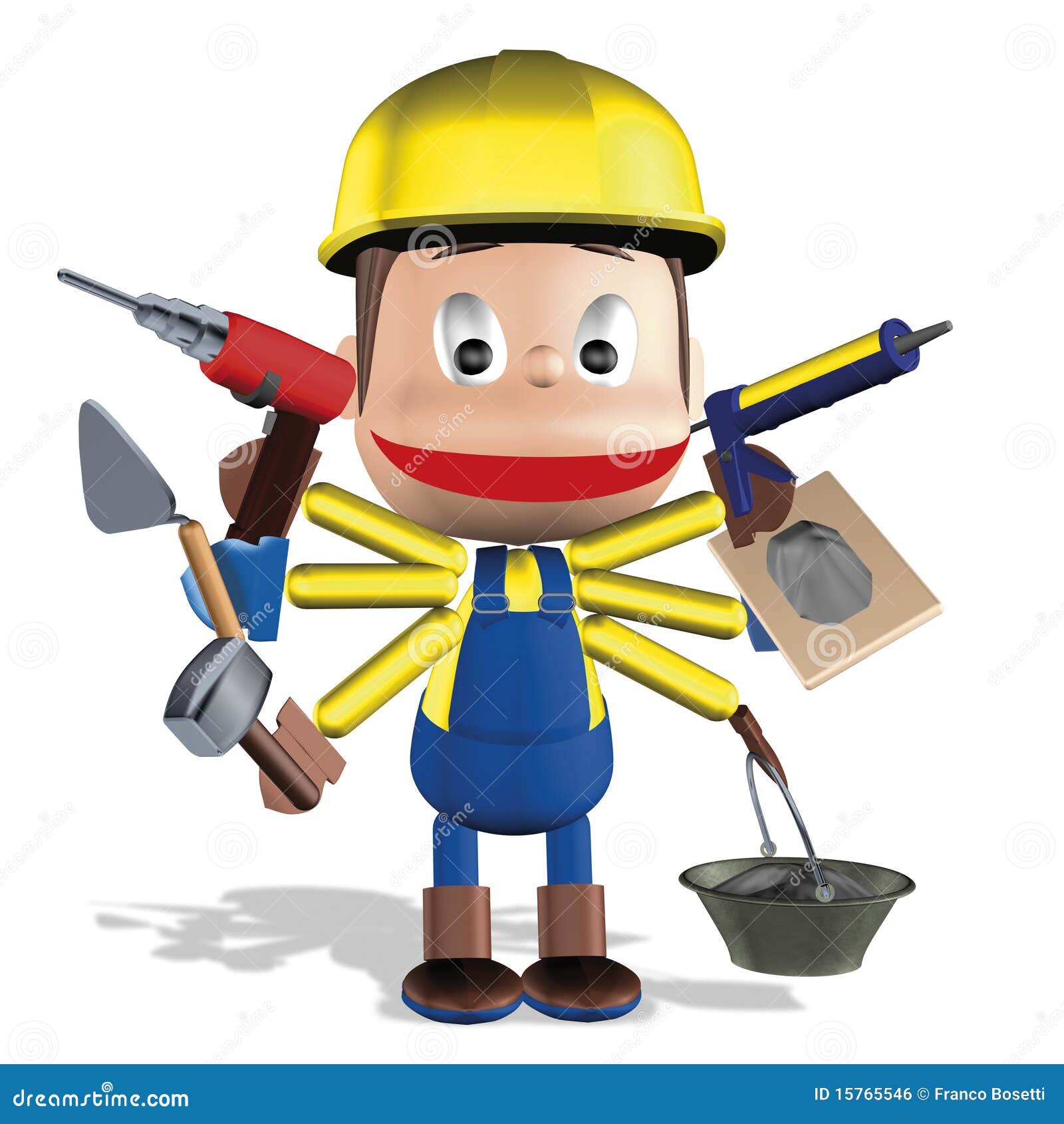 Worker octopus tools stock illustration. Illustration of trowel - 15765546
