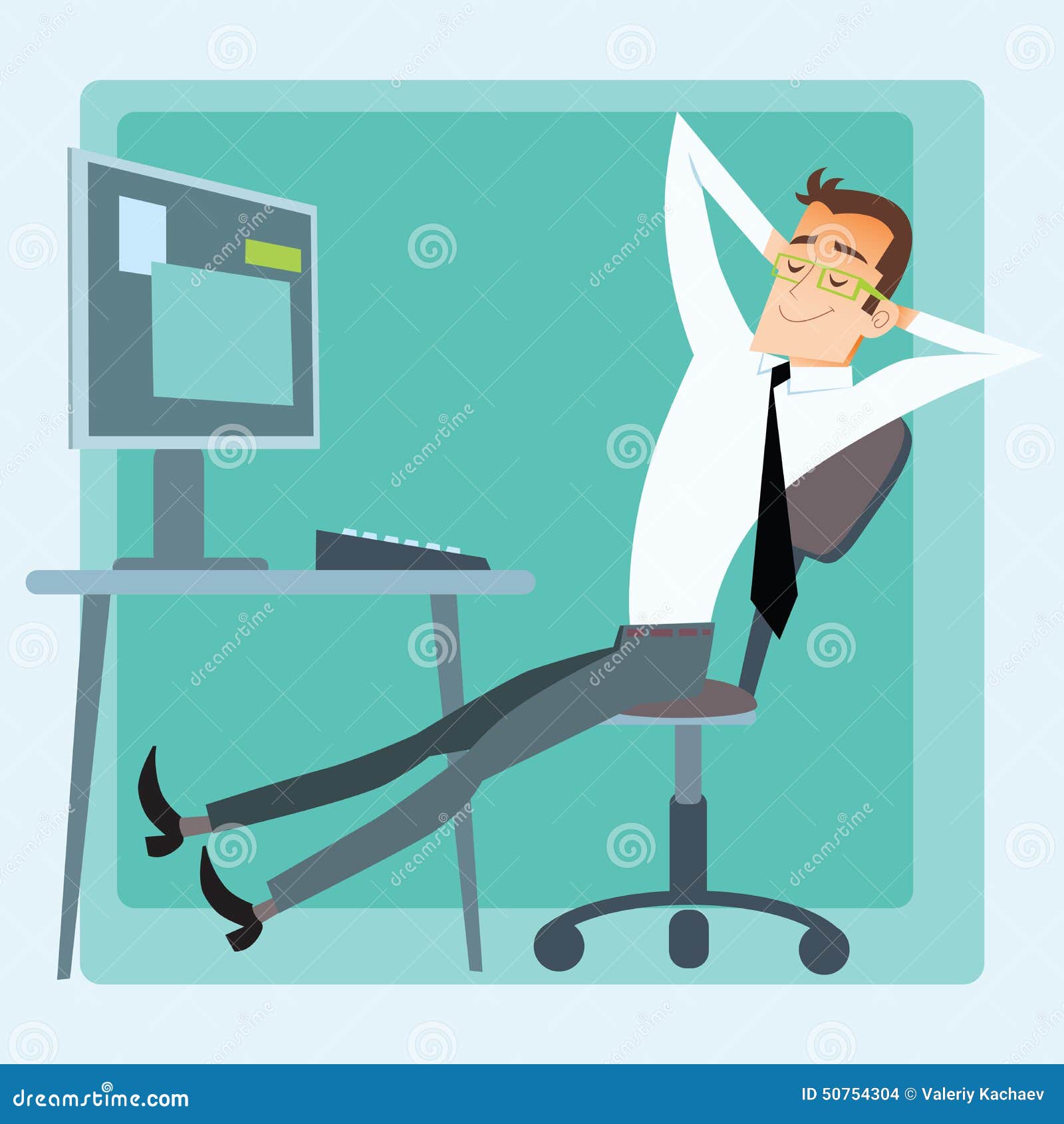 Worker Office Rest Computer Stock Illustration - Illustration of ...