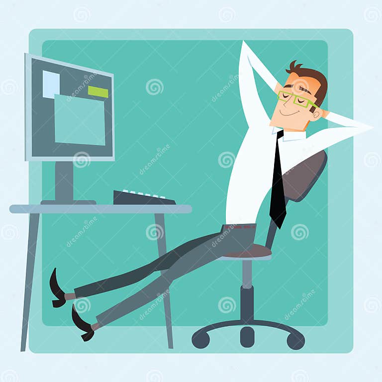 Worker Office Rest Computer Stock Illustration - Illustration of ...