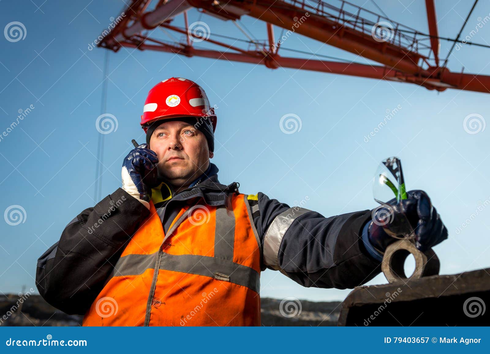 Worker in an open pit editorial photography. Image of digger - 79403657