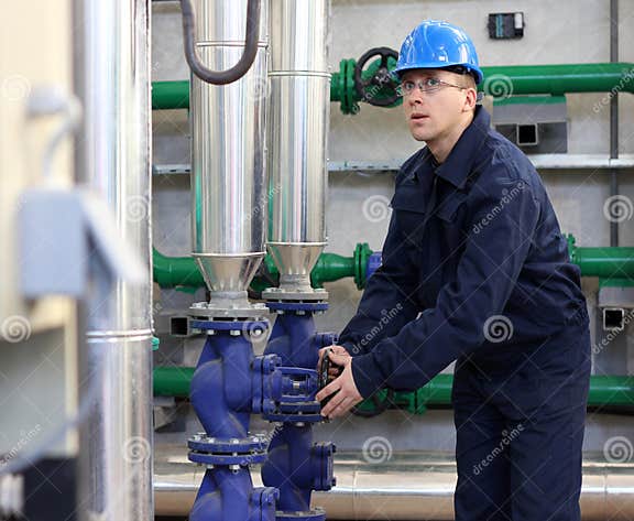 Worker Opens a Valve in Plant Stock Image - Image of crafts ...