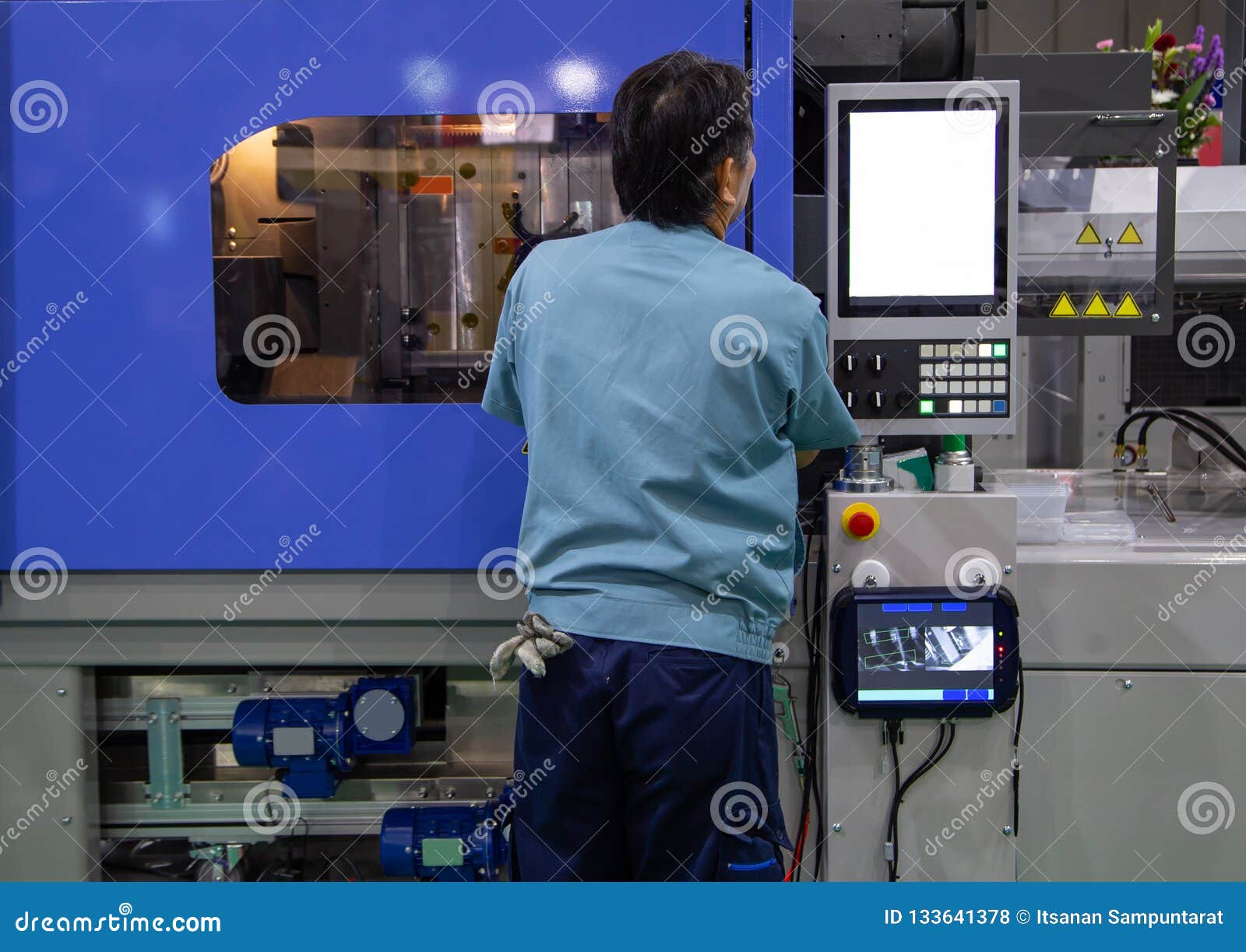 Worker Operate Injection Molding Press Machine Editorial Stock Photo ...