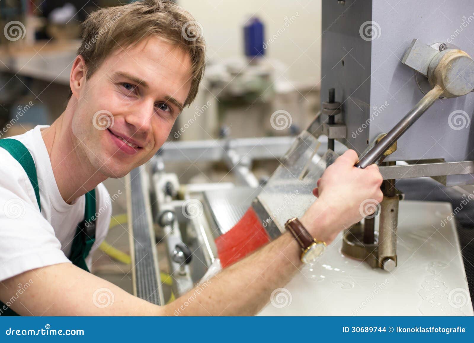 Worker Operates Glass Drilling Machine Stock Photo - Image of industry ...