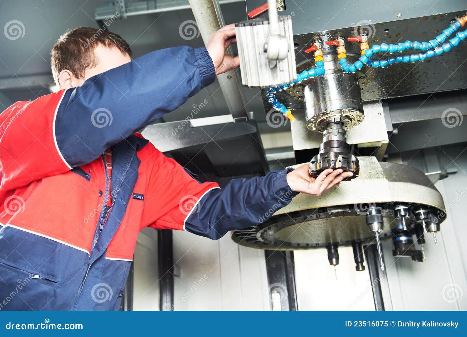 Worker Operating CNC Machine Center Royalty Free Stock Photo - Image ...