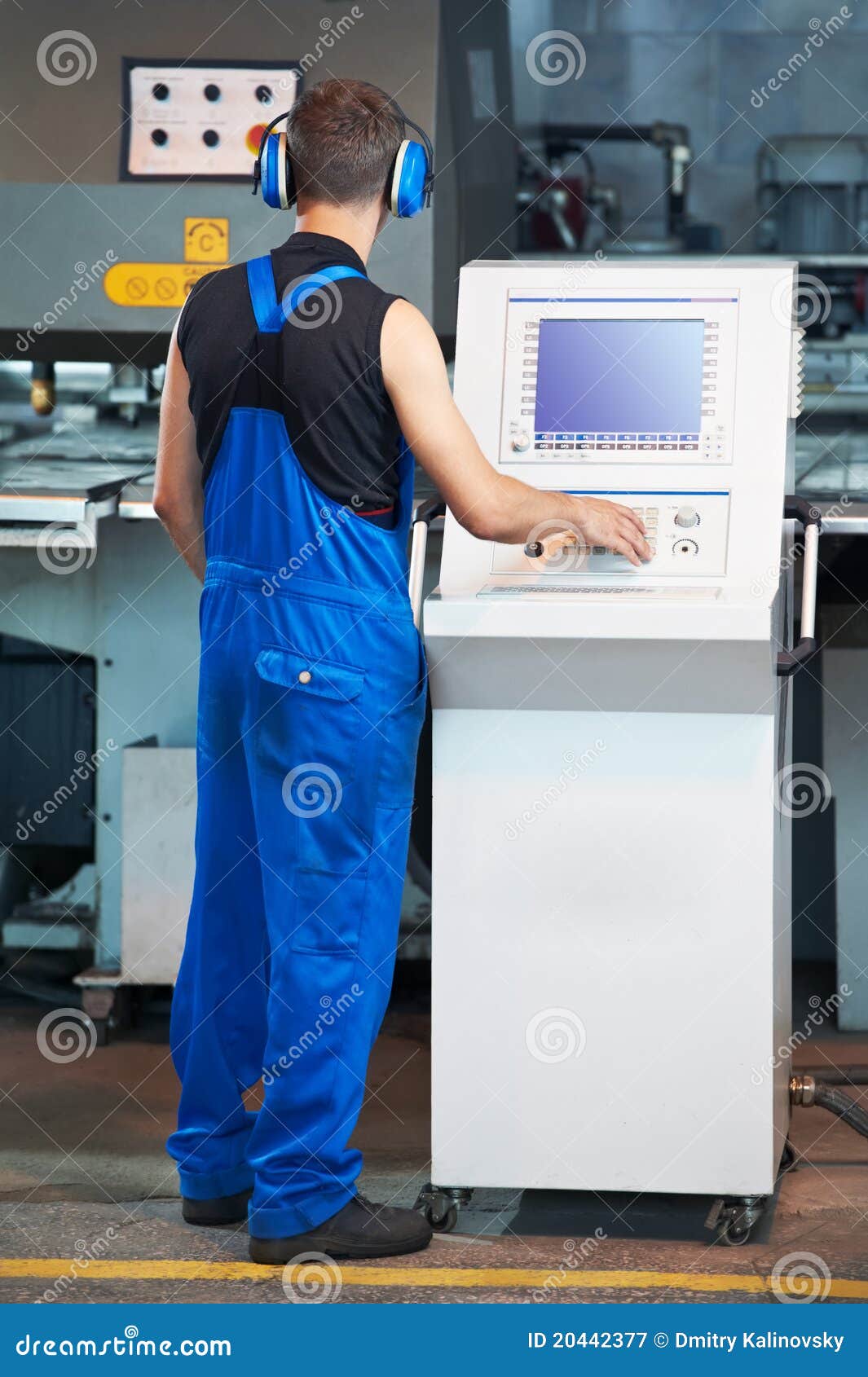 Worker Operating Cnc Punch Press Stock Image - Image of production ...
