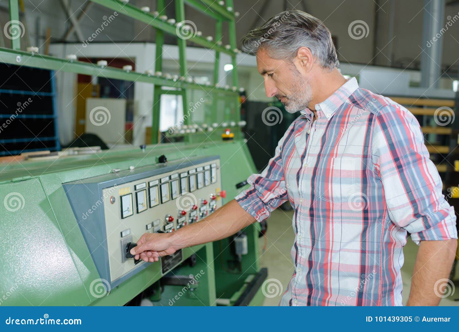Worker Operating Control Panel Industrial Machinery Stock Image - Image ...
