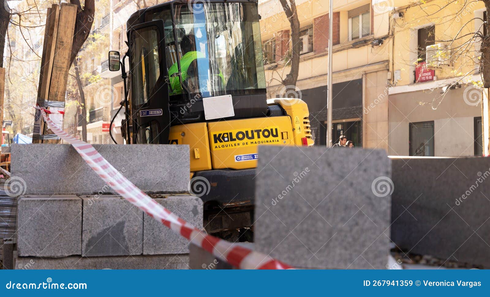 Madrid, Spain January 03 2023: Worker Operating Excavator Machine on ...