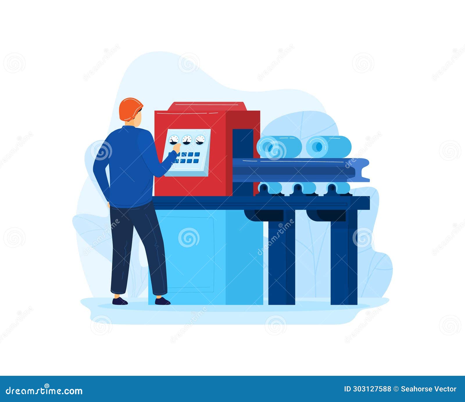 A Worker Is Operating Flow Control Valve On The Hydraulic Power Unit ...