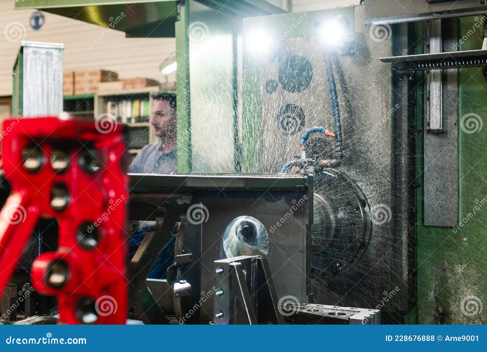 Worker Operating Industrial Milling Machine Stock Photo - Image of ...