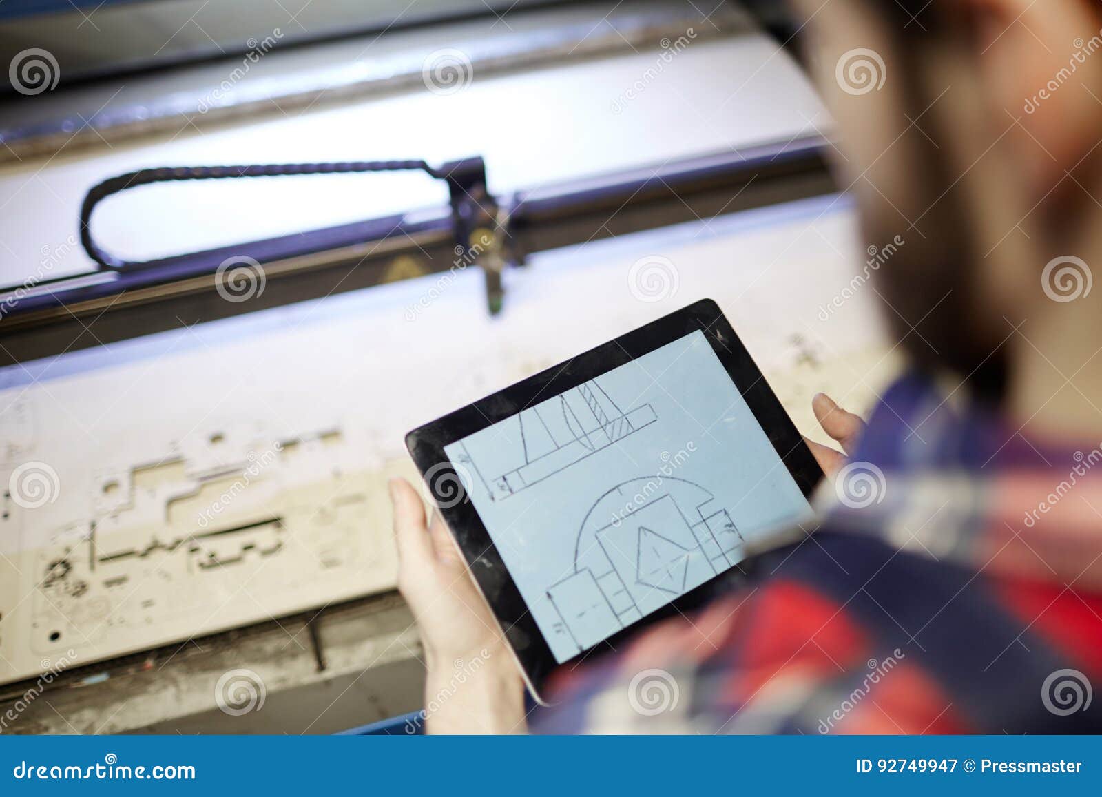 Worker Operating Laser Cutting Machine Stock Image - Image of plywood ...