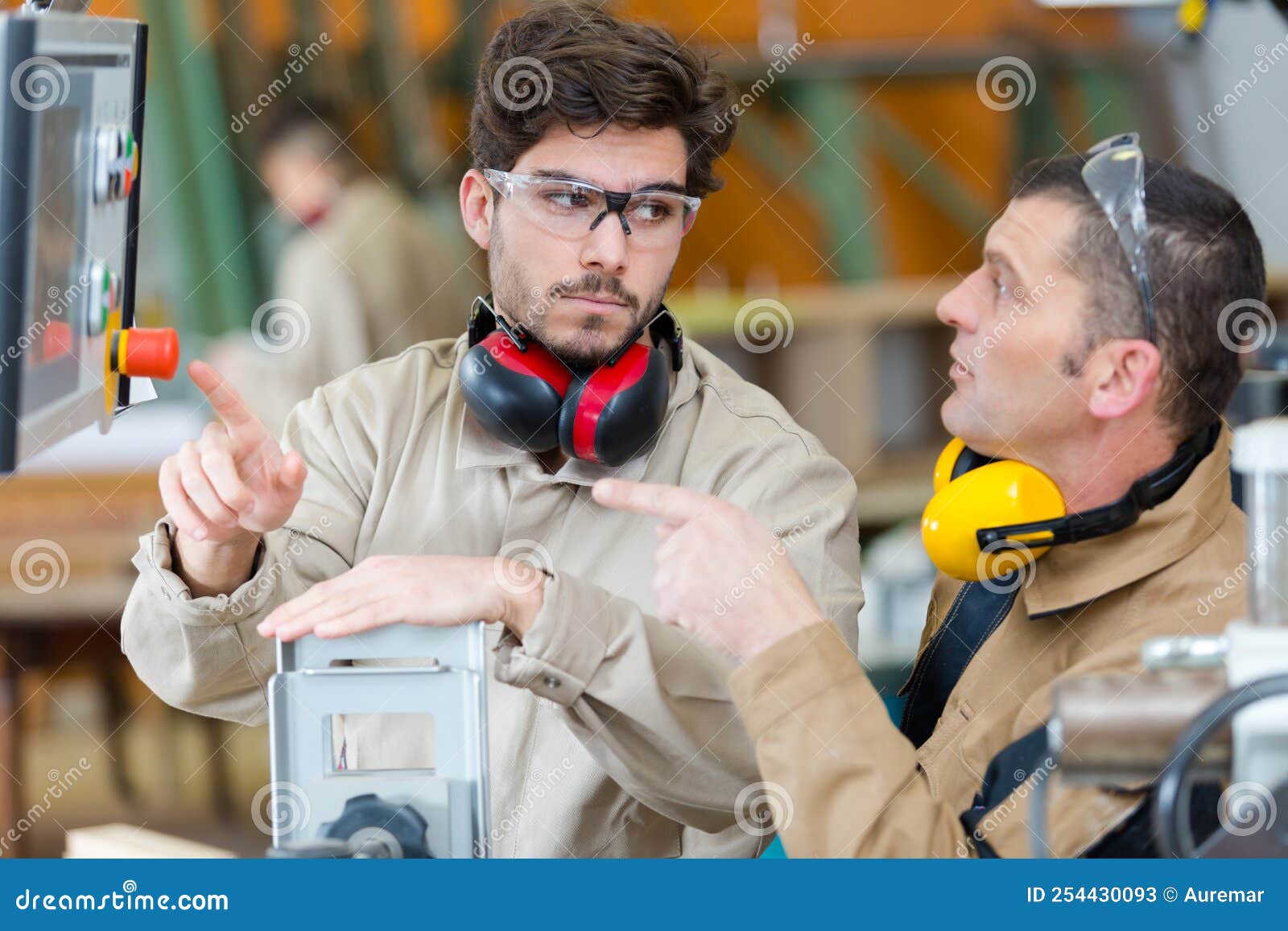 Worker Operating Machine in Factory Stock Image - Image of apprentice ...