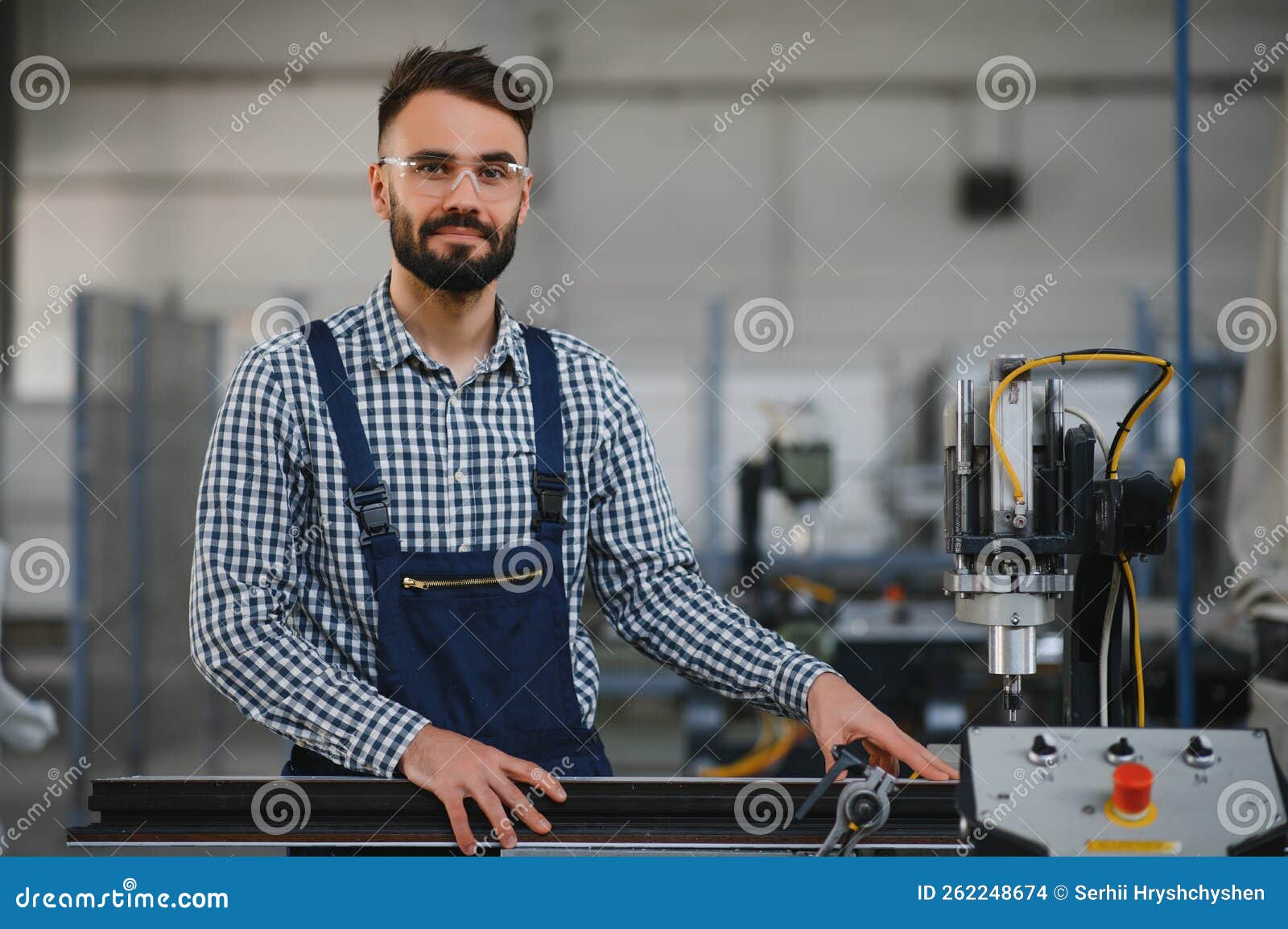 Worker Operating Machine in Factory Stock Photo - Image of machine ...