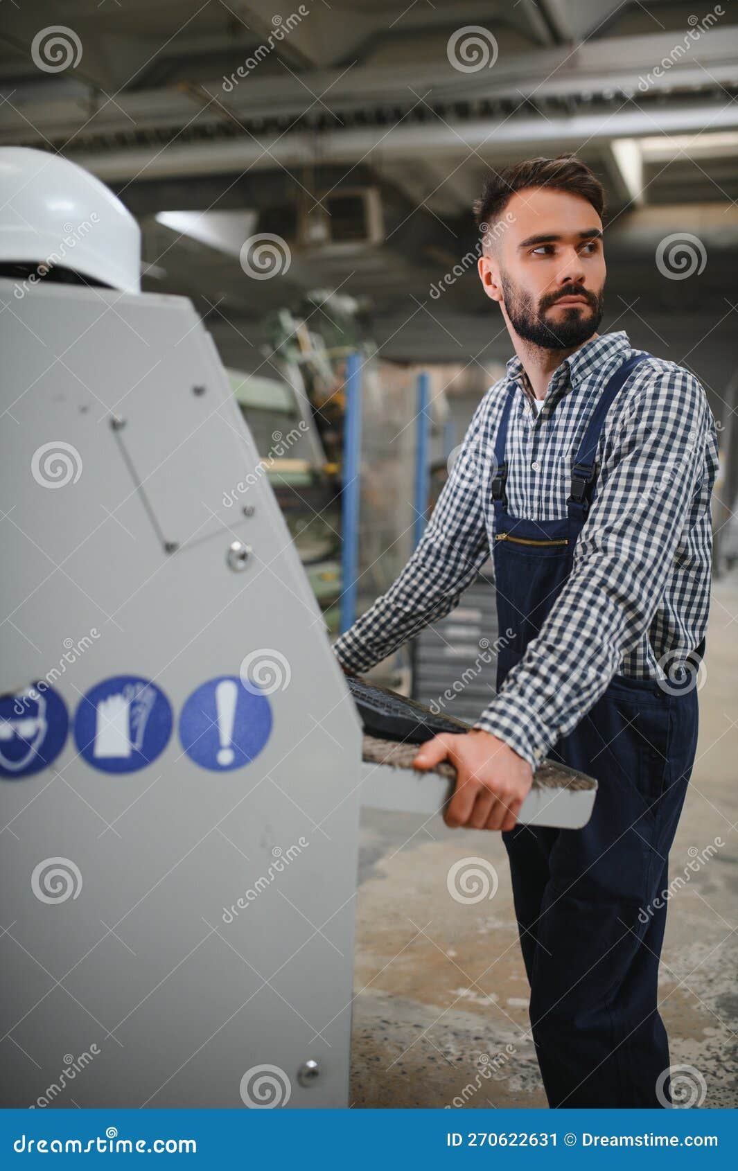 Worker Operating Machine in Factory Stock Image - Image of caucasian ...