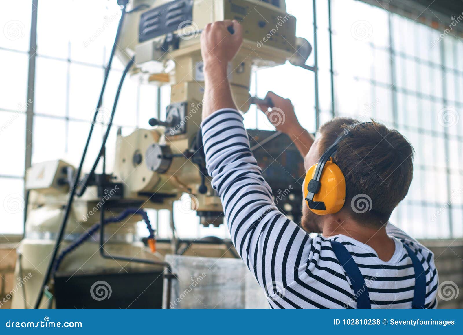 Worker Operating Machine Units Stock Photo - Image of unit, production ...