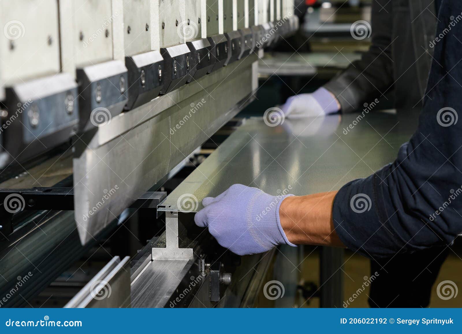 Worker Operating Metal Press Machine at Workshop Stock Photo - Image of ...