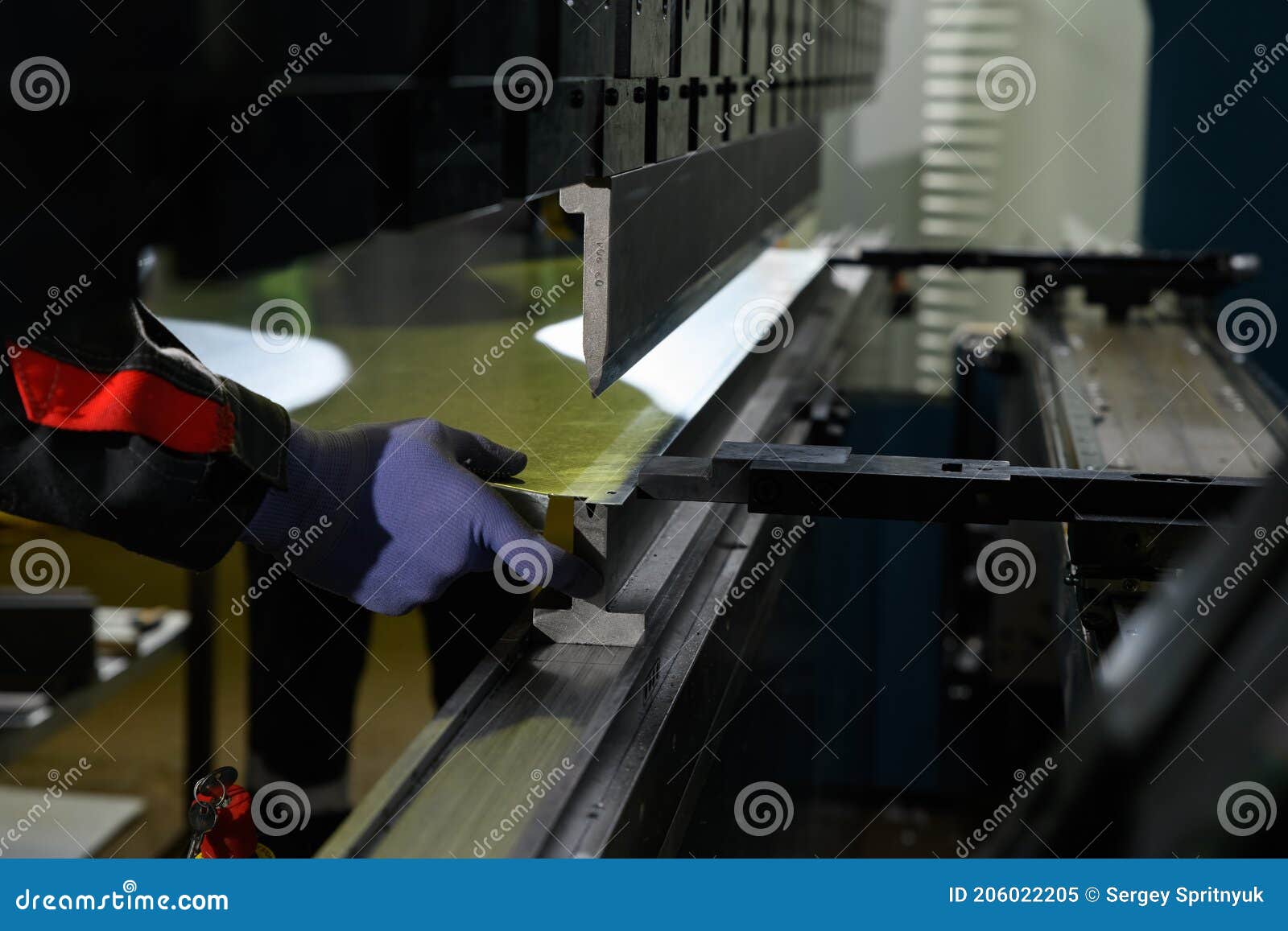 Worker Operating Metal Press Machine at Workshop Stock Image - Image of ...