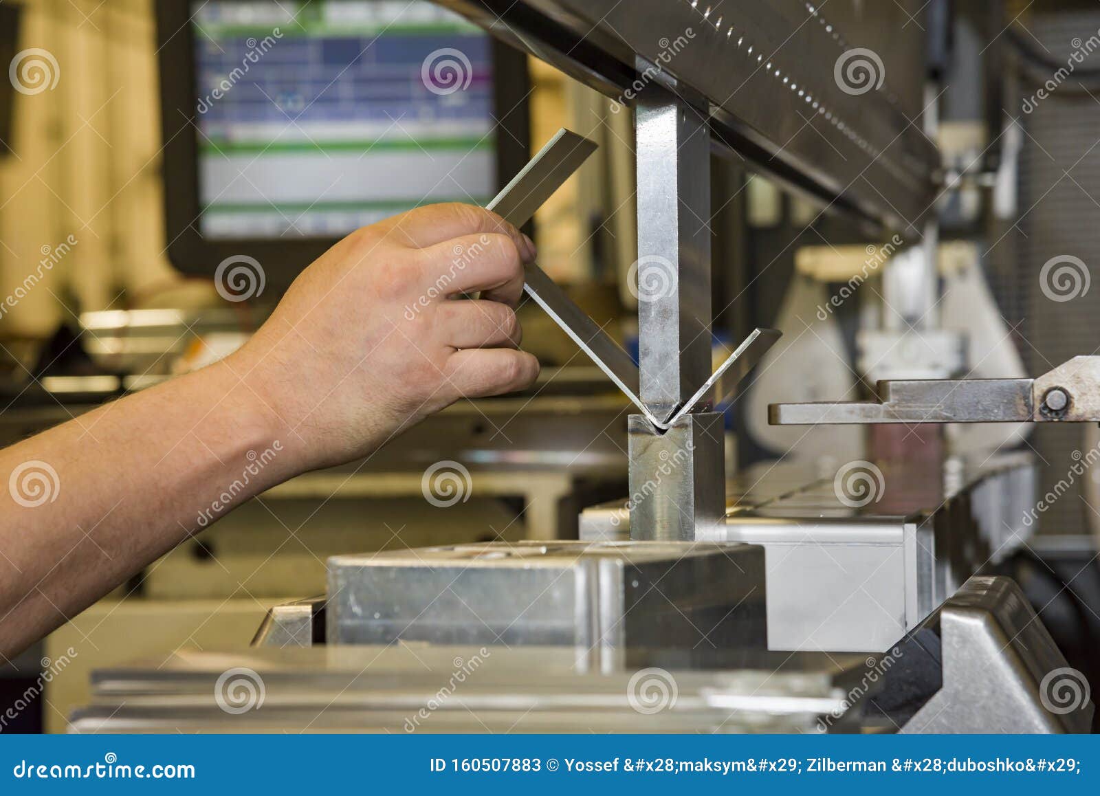 Worker Operating Metal Press Machine at Workshop Stock Image - Image of ...