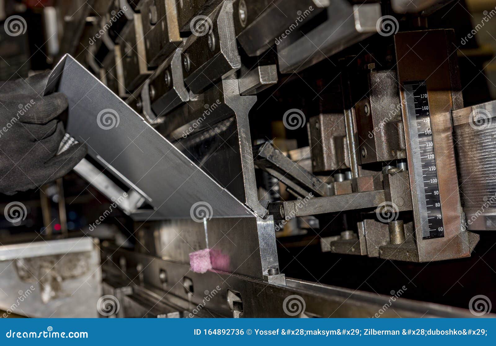 Worker Operating Metal Press Machine at Workshop Stock Photo - Image of ...