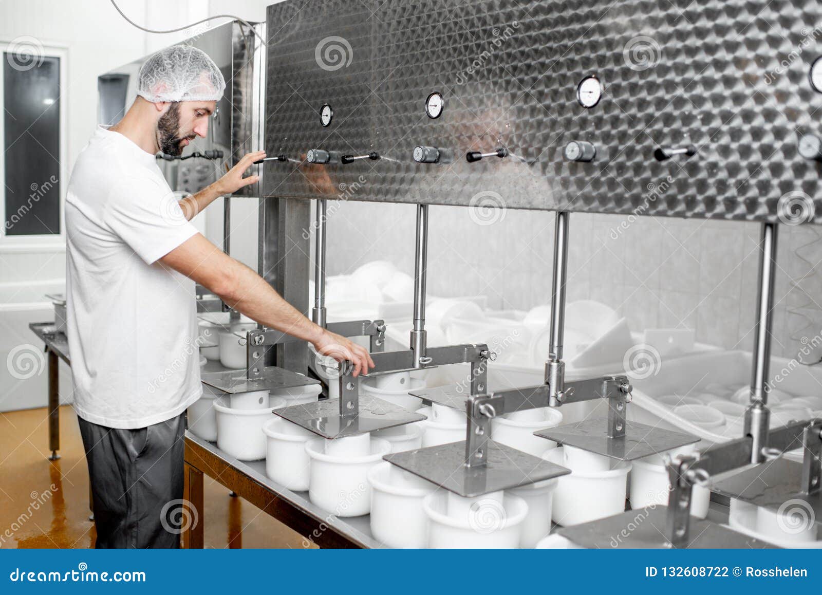 Worker at the Cheese Manufacturing Stock Photo - Image of dairy ...