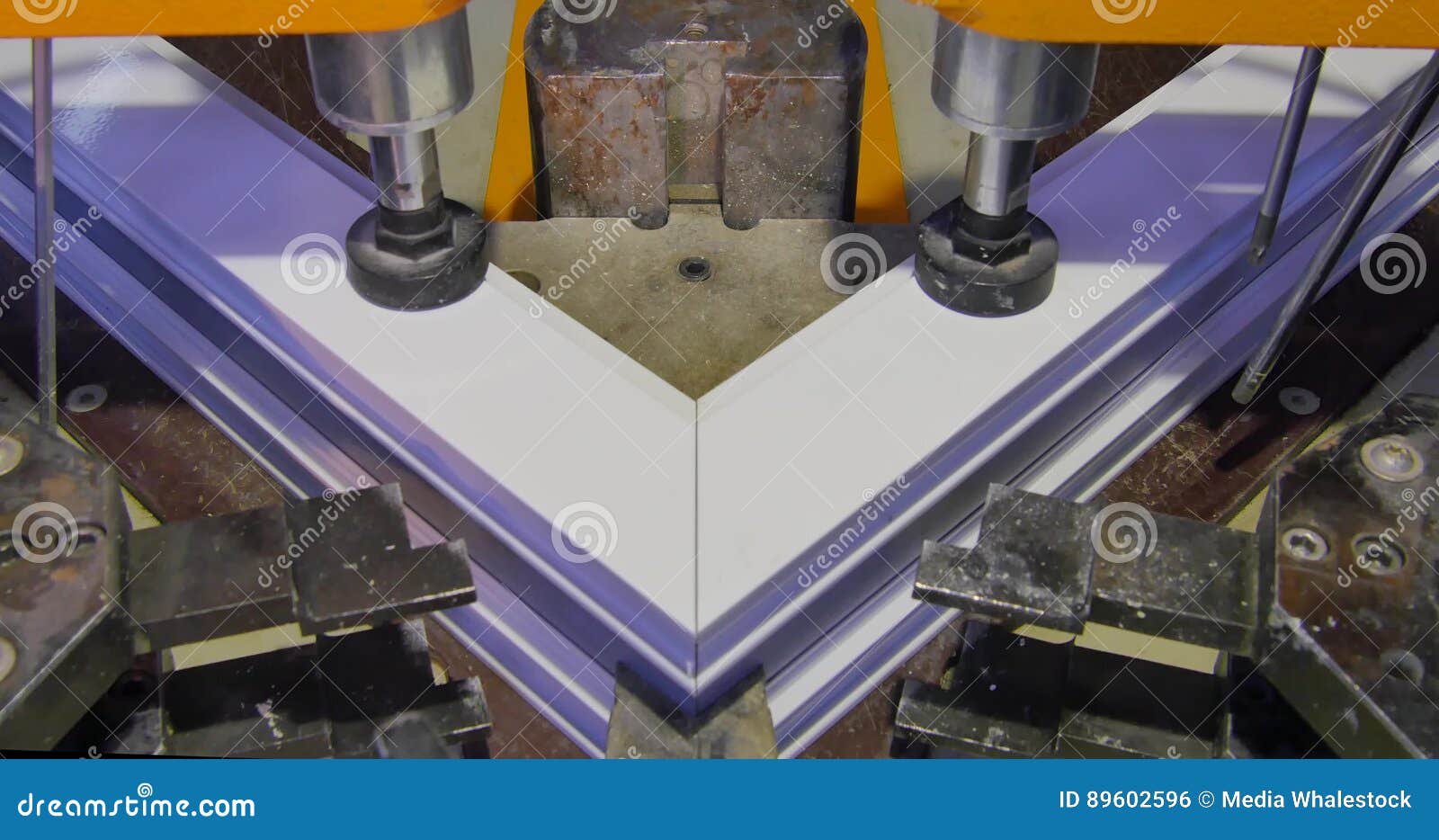 Worker Operating Welding Machine in Factory. Pvc Window Welding Machine ...