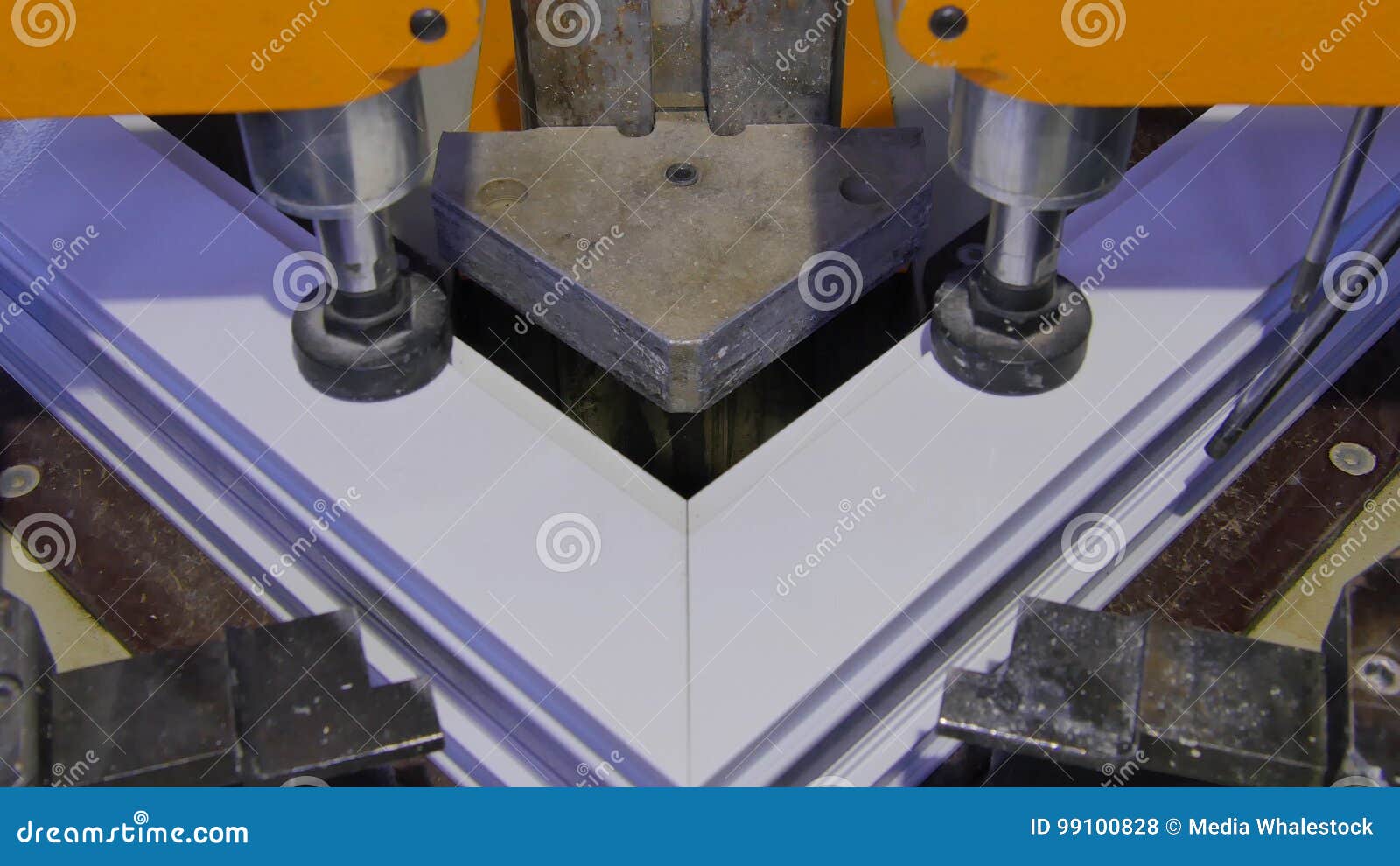 Worker Operating Welding Machine in Factory. Pvc Window Welding Machine ...